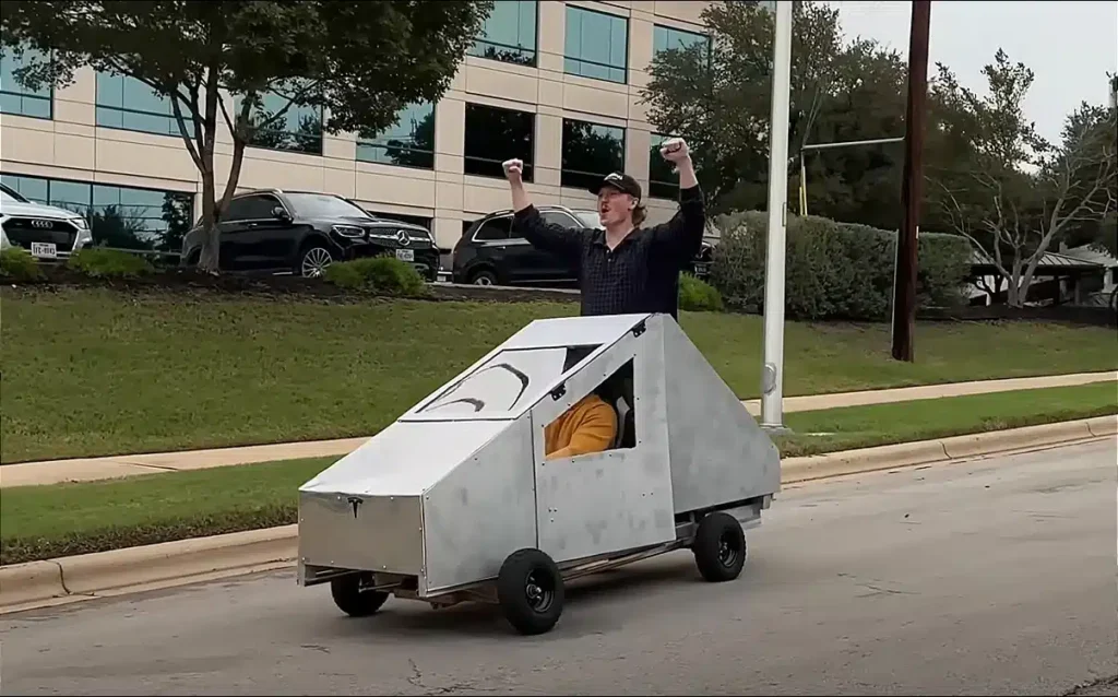 US man built a unique Tesla Cybertruck out of trash and tried to drive ...